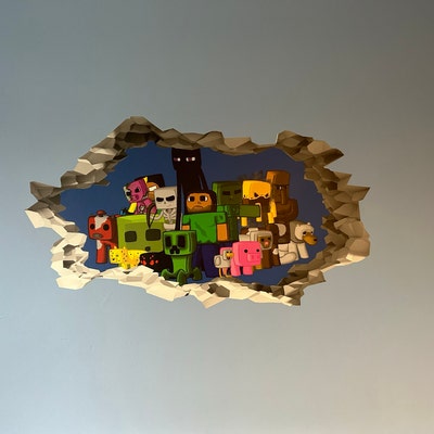Minecraft Characters 3D Hole in the Wall Effect Self Adhesive Wall ...