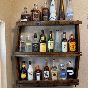 Bar Shelves/whiskey Barrel Wood/rustic Wall Shelf/unique Bourbon Gifts ...