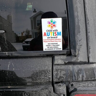 Child With Autism on Board Sticker Car Truck Window Vehicle Emergency ...