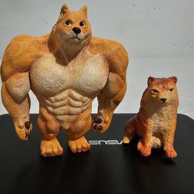 Swole Doge and Cheems the Meme Dog Resin Figure Handmade Del Dogecoin ...