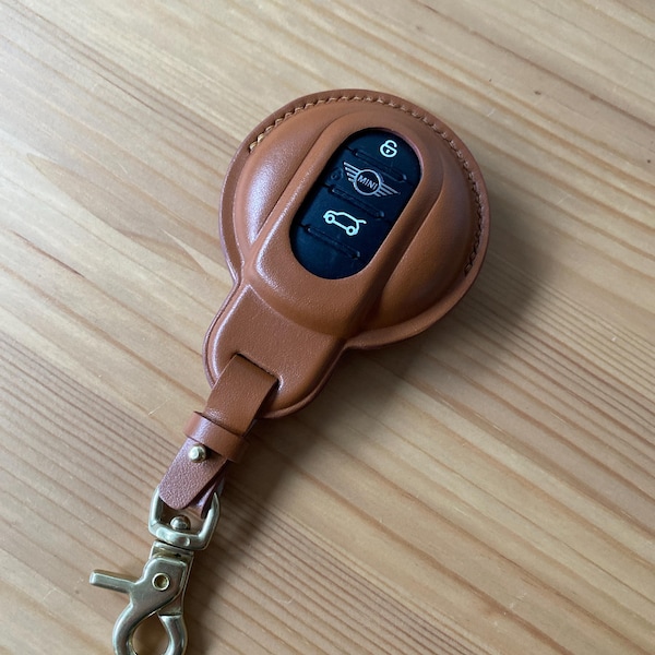 Mini Cooper Key Case - Handcrated Leather Key Fob Cover for Mini Cooper ...