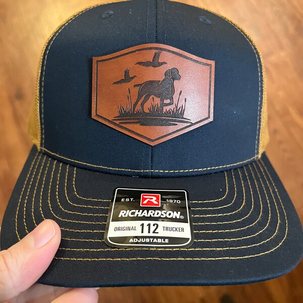 Pheasant/brittany Spaniel Leather Patch Hat, Laser Engraved, Richardson 112 Snapback Osfm ...
