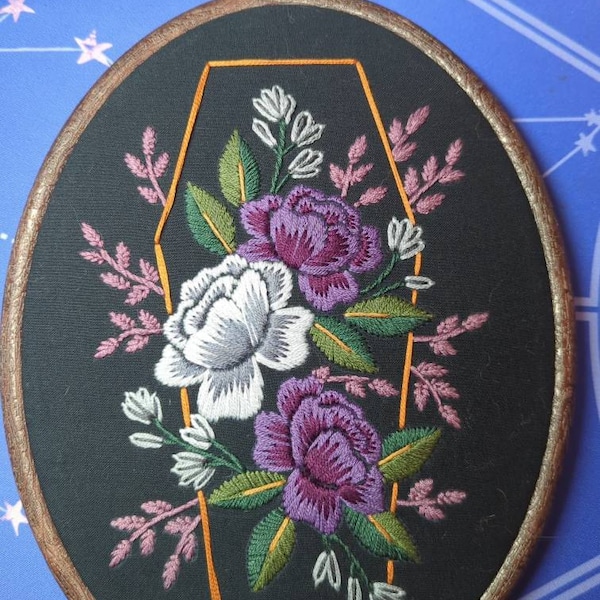 Gothic Rose Halloween Embroidery Pattern Duo. Beginner Embroidery ...