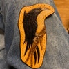 Leather Raven Patch, Crow, Custom Leather Biker Patch, Clothing Patch ...