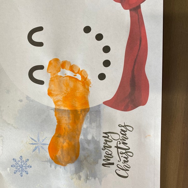 Snowman Footprint Art, Snowman Craft, Home Decoration, Winter Footprint ...
