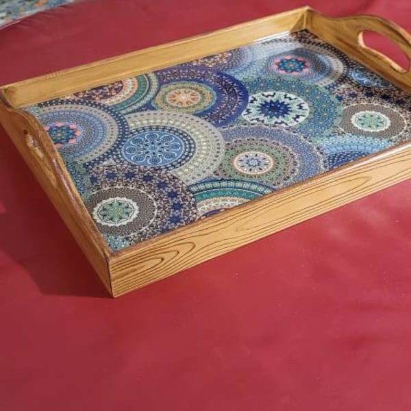 Wooden Serving Tray With Handles | Tray With Handles | Ottoman Tray ...
