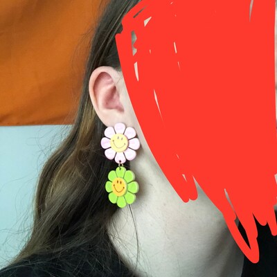 60s Smiley Flower Power Groovy Earrings - Etsy