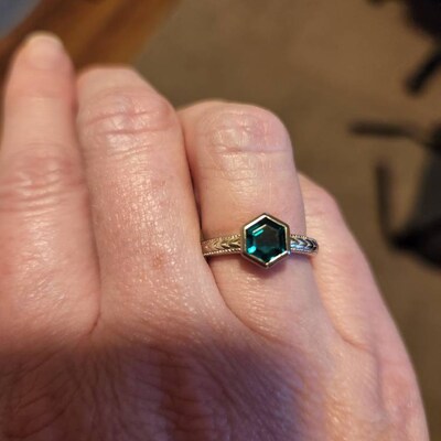 Color Changing Gemstone Ring, 6x8mm Emerald Cut Alexandrite Wedding ...