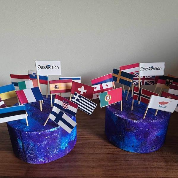 Eurovision Flag Cupcake Toppers - Printable Toothpick Flags for 2025 ...