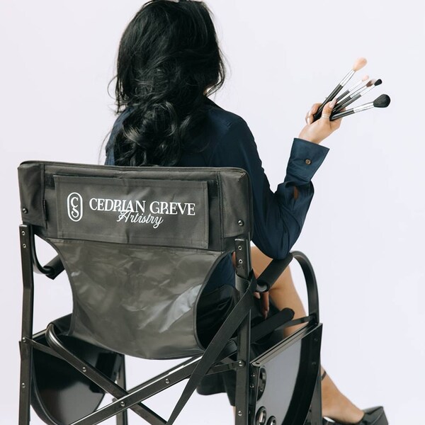 Personalized Grey Director Chair Covers Set for Makeup Artist & Folding ...
