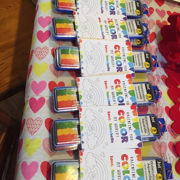 Valentine Cards for Kids PRINTABLE, Color My World Valentines ...