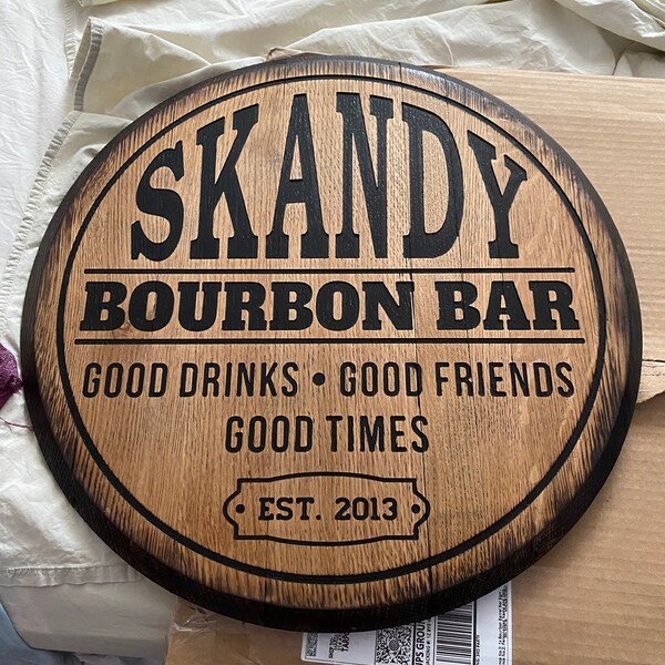 Bourbon Barrel Bar Sign - Personalized Name and Date - Authentic KY ...