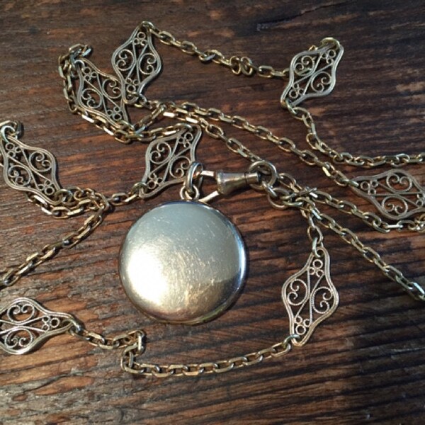 Antique Locket Vermeil Locket Necklace Double Face Locket Richly ...