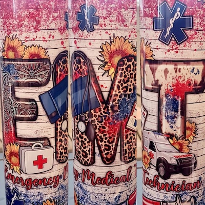 EMT Emergency Medical Technician 20oz Skinny Tumbler Sublimation Design ...