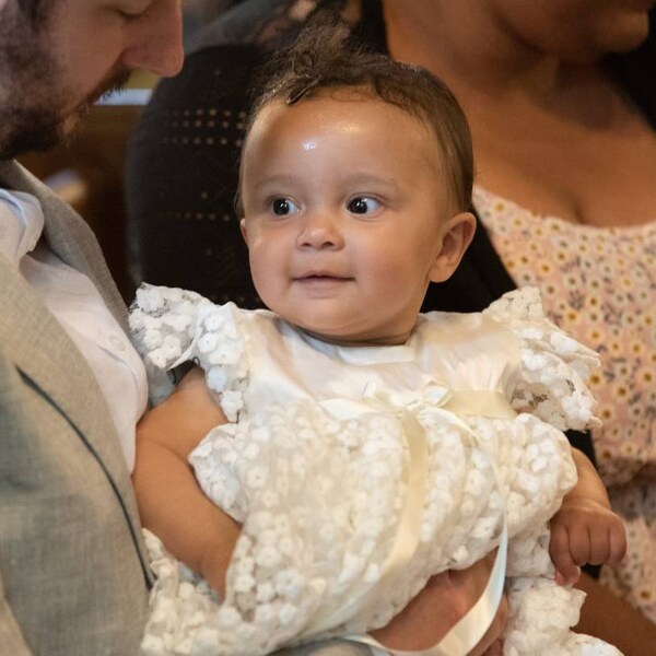 Princess Meadow Pale Ivory Christening Flower Girl Dress Gown in Silk ...