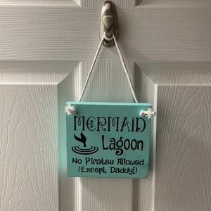 Adorable Turquoise Mermaid Lagoon Wooden Door Sign - Etsy