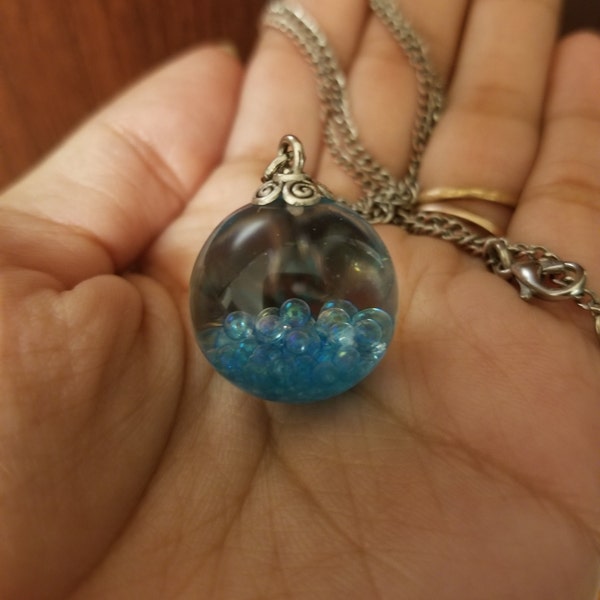 Aqua Blue Bubble Necklace, Fairy Globe, Fairy Orb, Magical Necklace ...