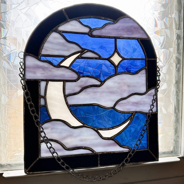 Desert Moon Drop Stained Glass Pattern. Beginner Stained Glass Pattern ...