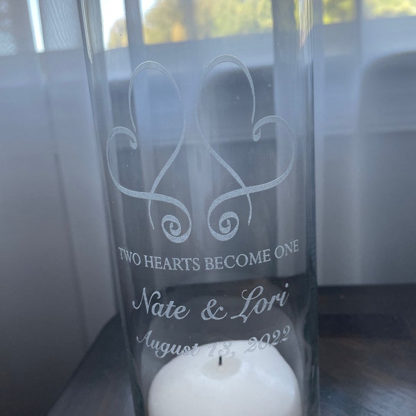 Personalized Floating Unity Candle - Whimsical Double Hearts Unity ...