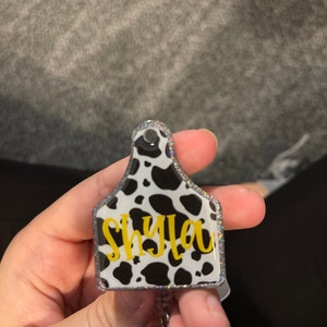 Cow Print Tag Badge Reelblack & White Cow Printcow Tag Badge - Etsy