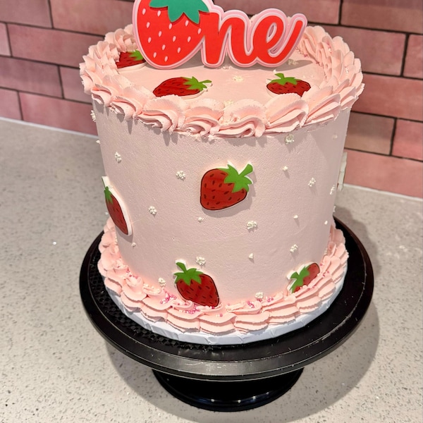 Strawberry Themed Cake Topper Berry 1st Birthday Strawberry Cake Topper ...