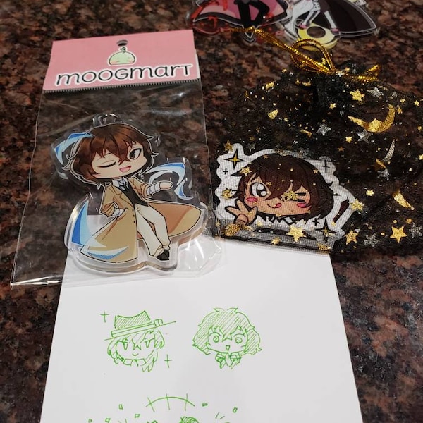 BSD Acrylic Keychains || Ranpo Poe Mushitarou || Perfect Crime Trio - Etsy