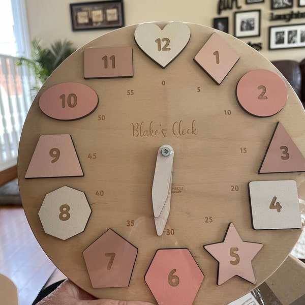 Personalized Wooden Name Clock With Shape Chrin Gift Puzzle Toys for ...