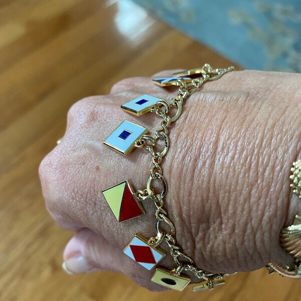 Nautical Code Flag Bracelet, Personalized, Gold or Silver - Etsy