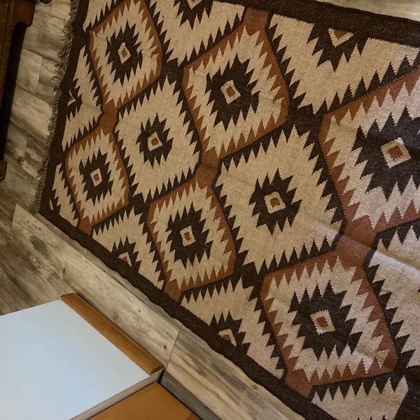 Custom Size Indian Handwoven Kilim Wool Jute Rug, Multicolour Decor Rug ...