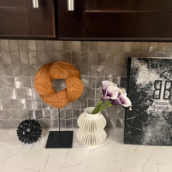 Penrose Triangle Inspired Walnut Wood Carving, 7.5 " Diameter | Möbius ...