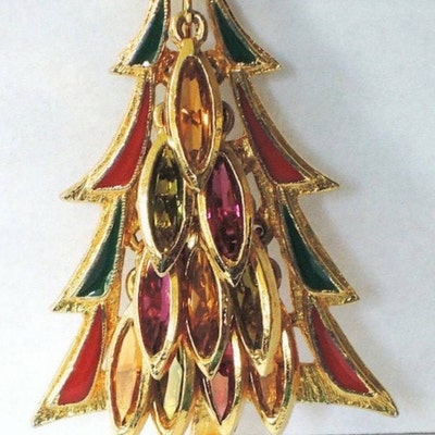 Cristobal London Art Deco Design Spiderwebs Christmas Tree Pin, Vintage ...