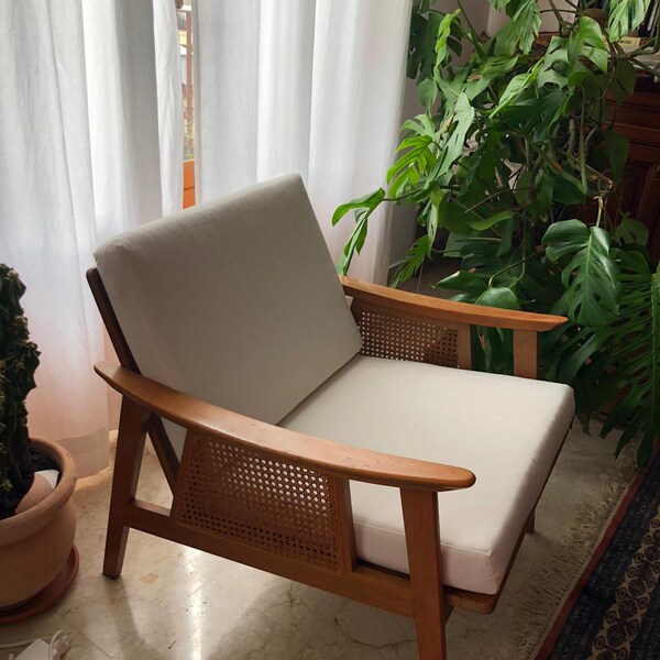 Vintage Yellow Winged Armchair / Alvin Lustig Style Lounge Chair ...