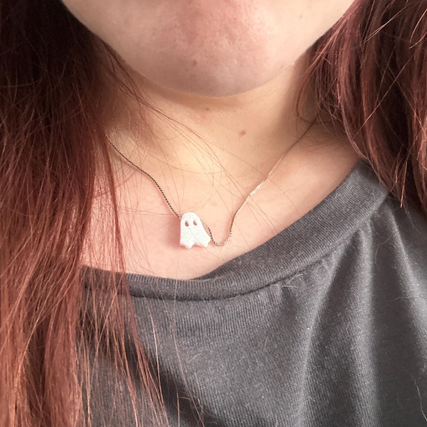 Ghost Opal Necklace, Fire Opal Specter Necklace, White and Black Opal ...