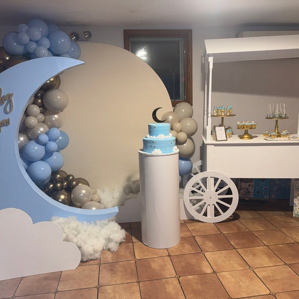 6ft Over the Moon and Clouds Template Backdrop Decorations With Stand ...