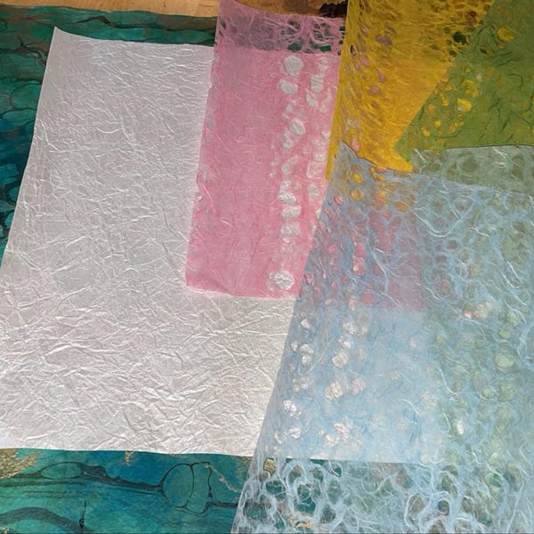 Mulberry Paper Fishnet Pattern Handmade With White Cotton Thread ...