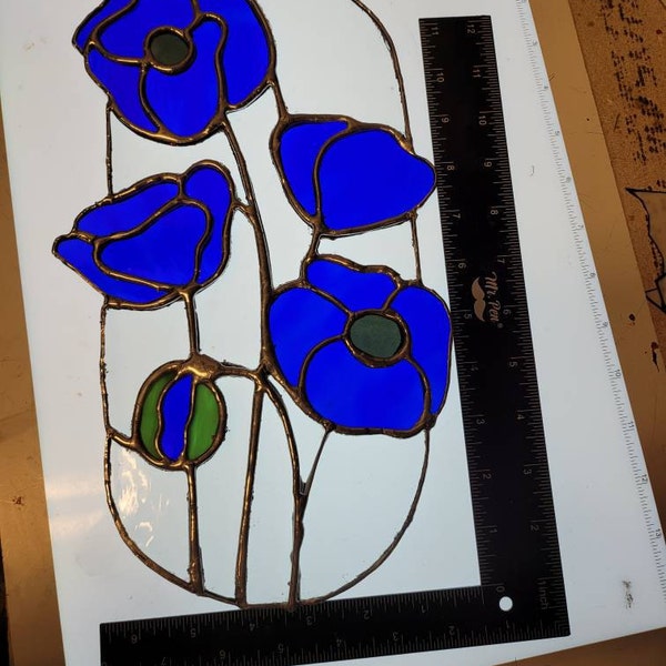 Poppy Suncatcher Stained Glass Pattern: DIY Flower Design (PDF Pattern ...