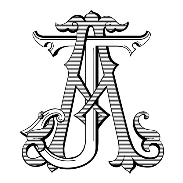 Vintage Monograms, Wedding Monogram, Digital Download, Interwoven ...