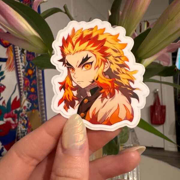 Kyojuro Rengoku Sticker | Anime Demon Slayer Flame Hashira | Die Cut ...