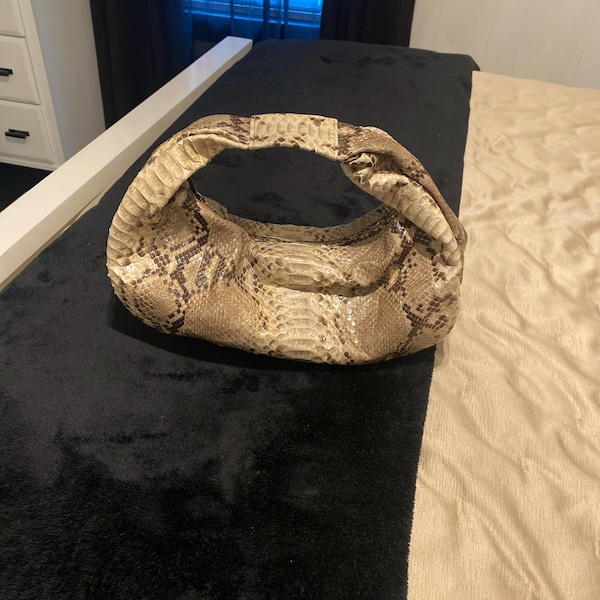 Top Handle Black Classy Genuine Python Skin Big Bag | Exotic Leather ...