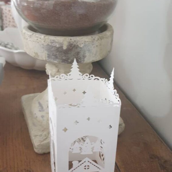 Merry Christmas Lantern Template, Happy New Year Paper Cut Diy Lantern ...