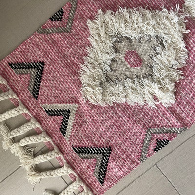 White Chindi Multicolour Rag Braided Boho Rug Bohemian Jute - Etsy