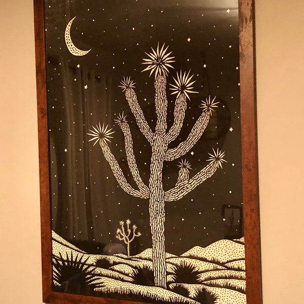 Joshua Tree Block Print Poster, Western Decor, Southwestern Design ...