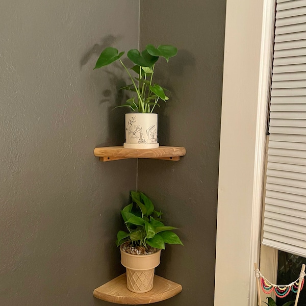 Farmhouse Style Round Front Corner Shelf Rustic Solid Pine - Etsy