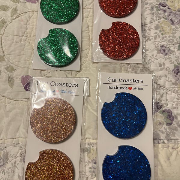 Orange Glitter Resin Car Coasters Set of 2 - Etsy