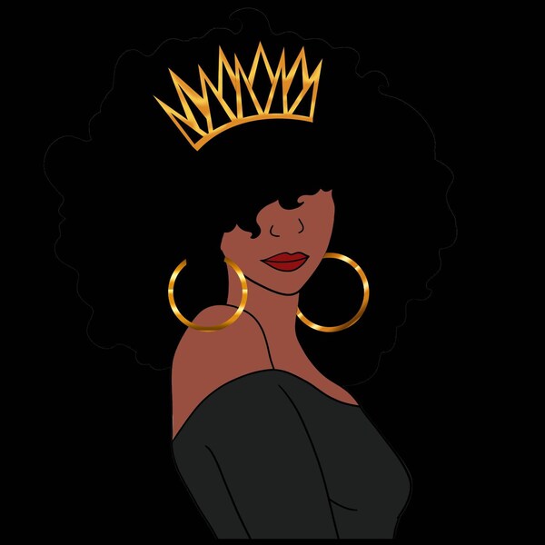 Black Queen Clipart, Afro, Afro Queen Clipart, African American Queen ...