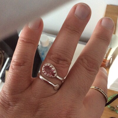 1pc Sterling Silver 925 Adjustable Ring Drop 10x7mm, Bezel Cup Setting ...