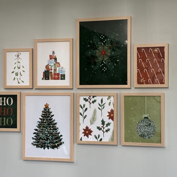 Christmas 12 Printables Gallery Wall Art Set, Minimalist Xmas Art ...