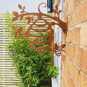 Rusty Metal Bee Hive Garden Decor / Metal Beehive Garden Gift / Honey ...