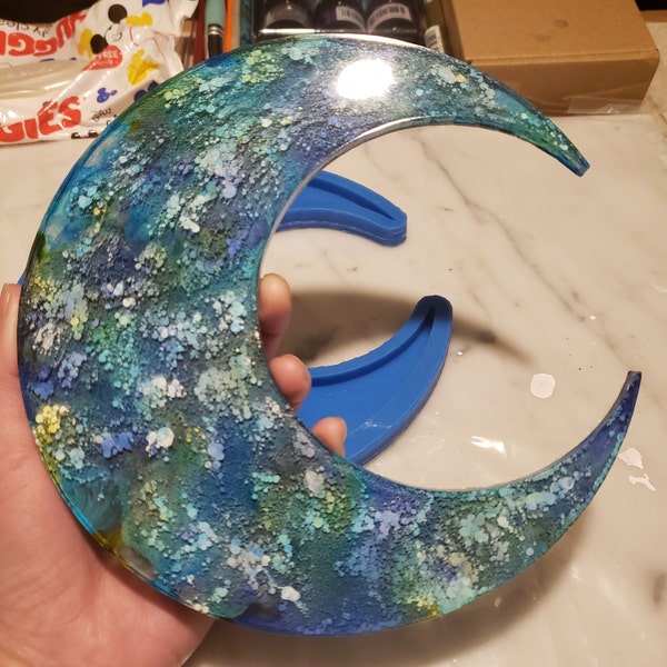 7 Inch Crescent Moon Silicone Mold Thin 3/8in 9mm Shiny Flat Moon ...