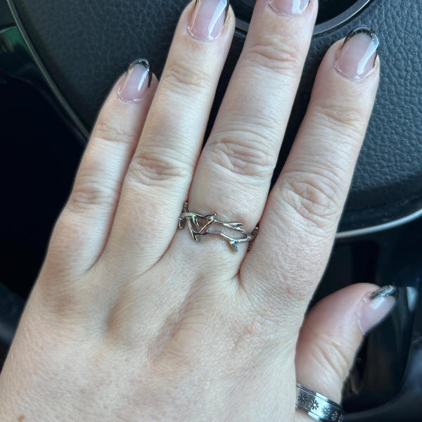 Y2k Branch Thorn Ring Open Adjustable Unique Silver Ring Edgy Spike Barbed Wire Ring Chunky ...